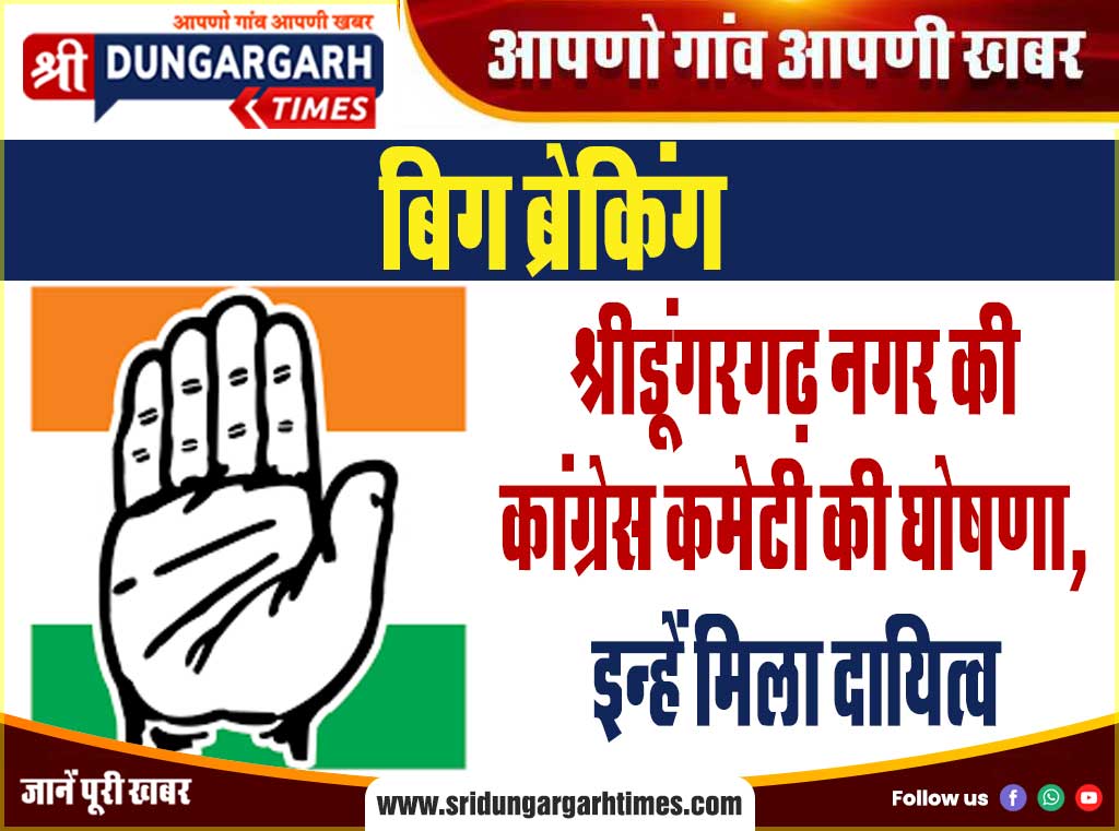 श्रीडूंगरगढ़ नगर की कांग्रेस कमेटी की घोषणा, इन्हें मिला दायित्व – Sri ...